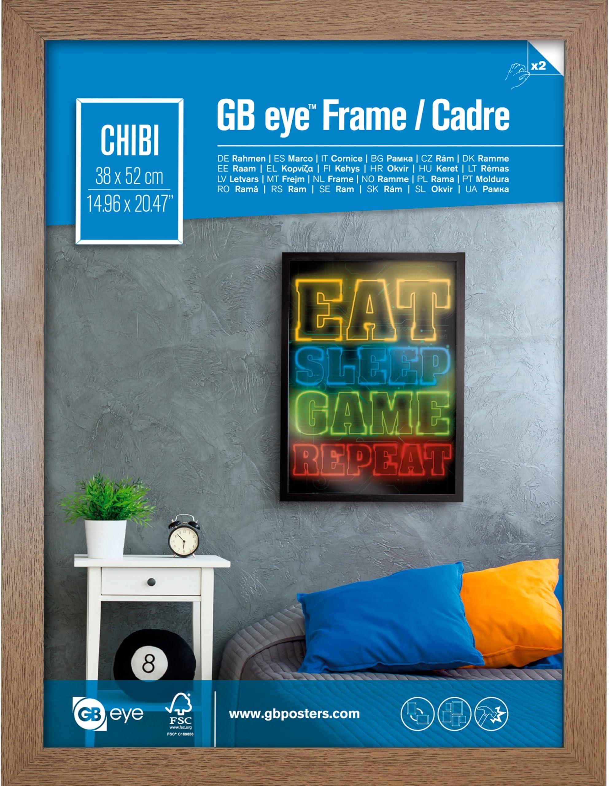 GB Eye Contemporary Wooden Silver Picture Frame - Chibi - 52 x 38cm ...