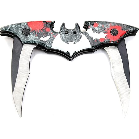Amazon.com : Twin Blade Knife - Dark Knight Pocket Folding Spring ...