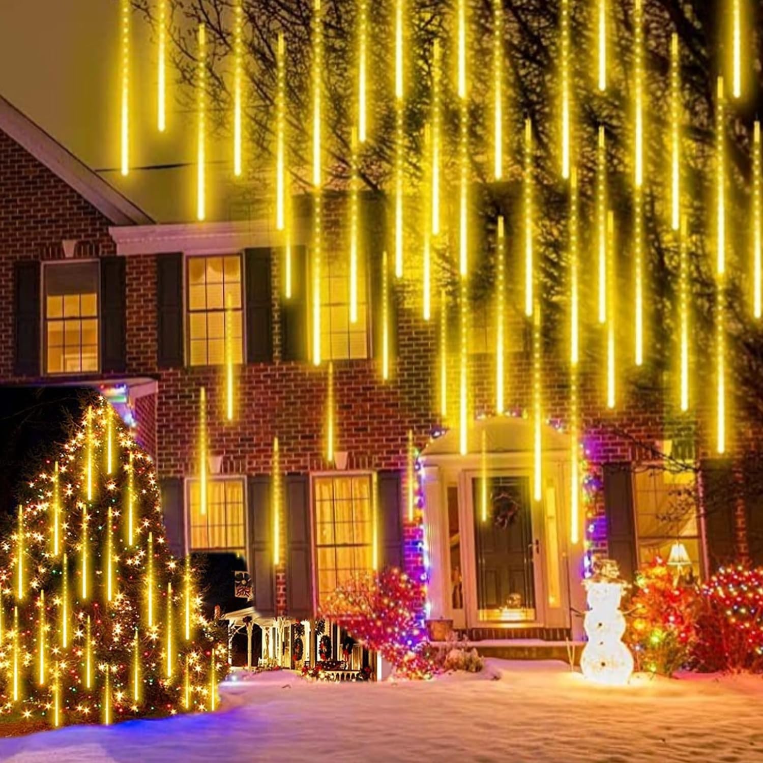 Violetfox Christmas Lights Outdoor, Meteor Shower Lights Falling Rain ...