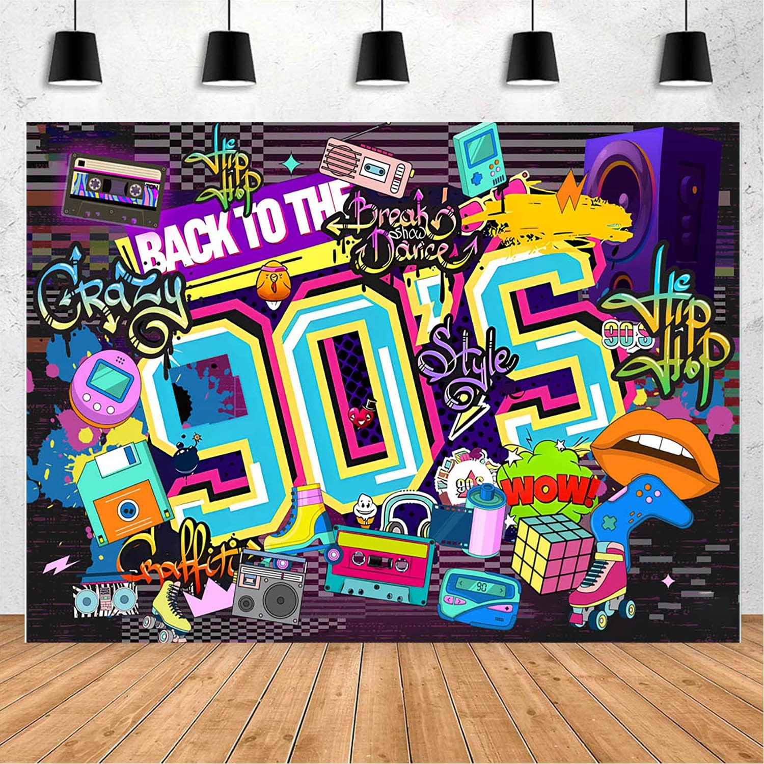 Amazon.com : MAYSSKQ Back to The 90s Backdrop for Parties 90s Theme Hip ...