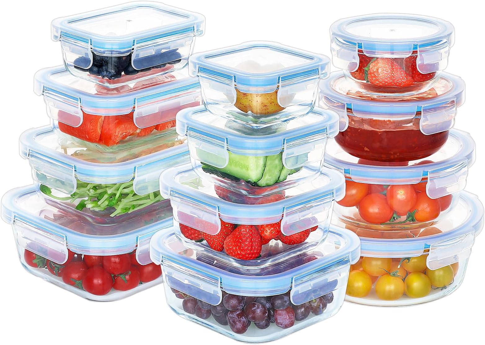 Amazon.com: Shayne Glass Food Storage Containers with Lids, 9 sets ...