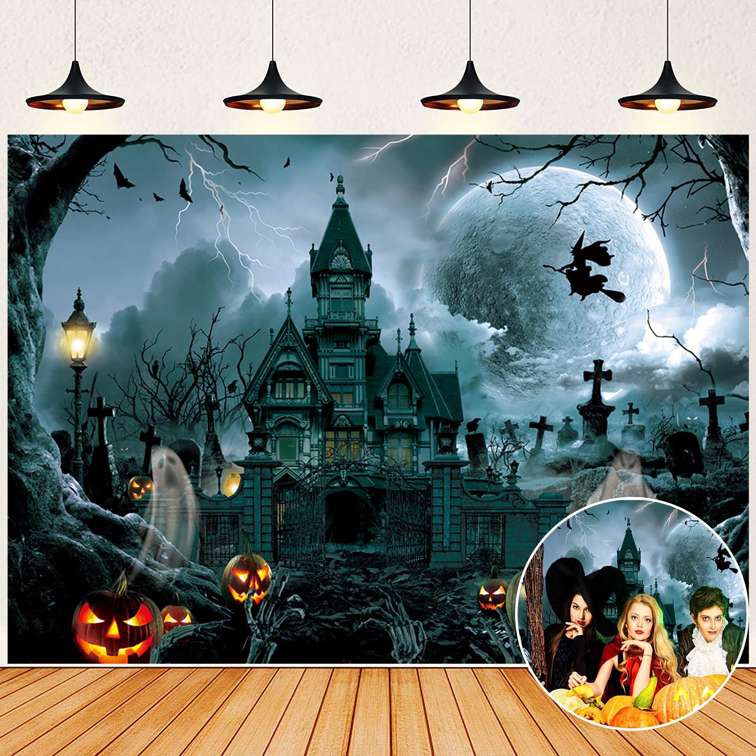 Happy Halloween Backdrop Scary Dark Night Castle Backdroop Horrible ...