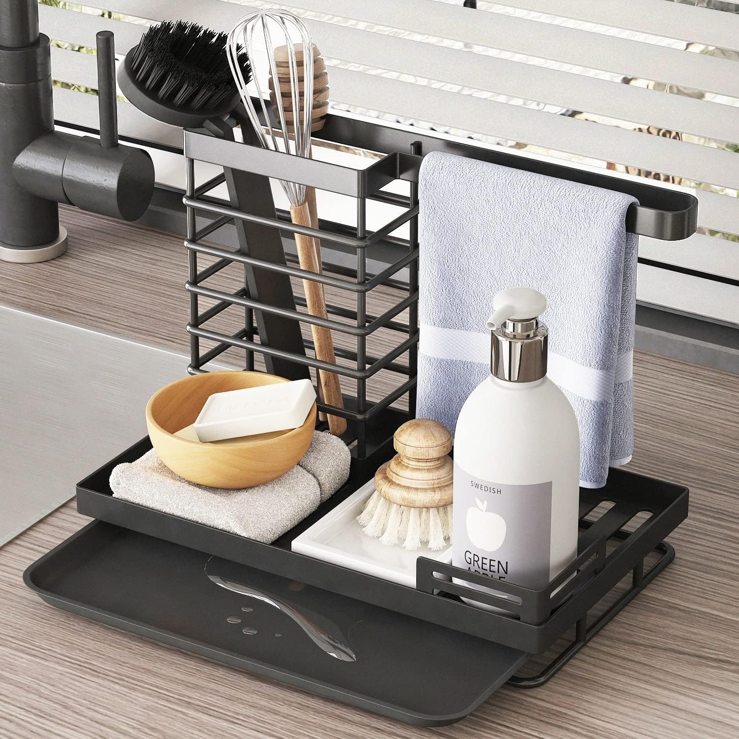 Estefanlo Sink Caddy Kitchen Sink Organiser Sturdy Sponge Holder Easy ...