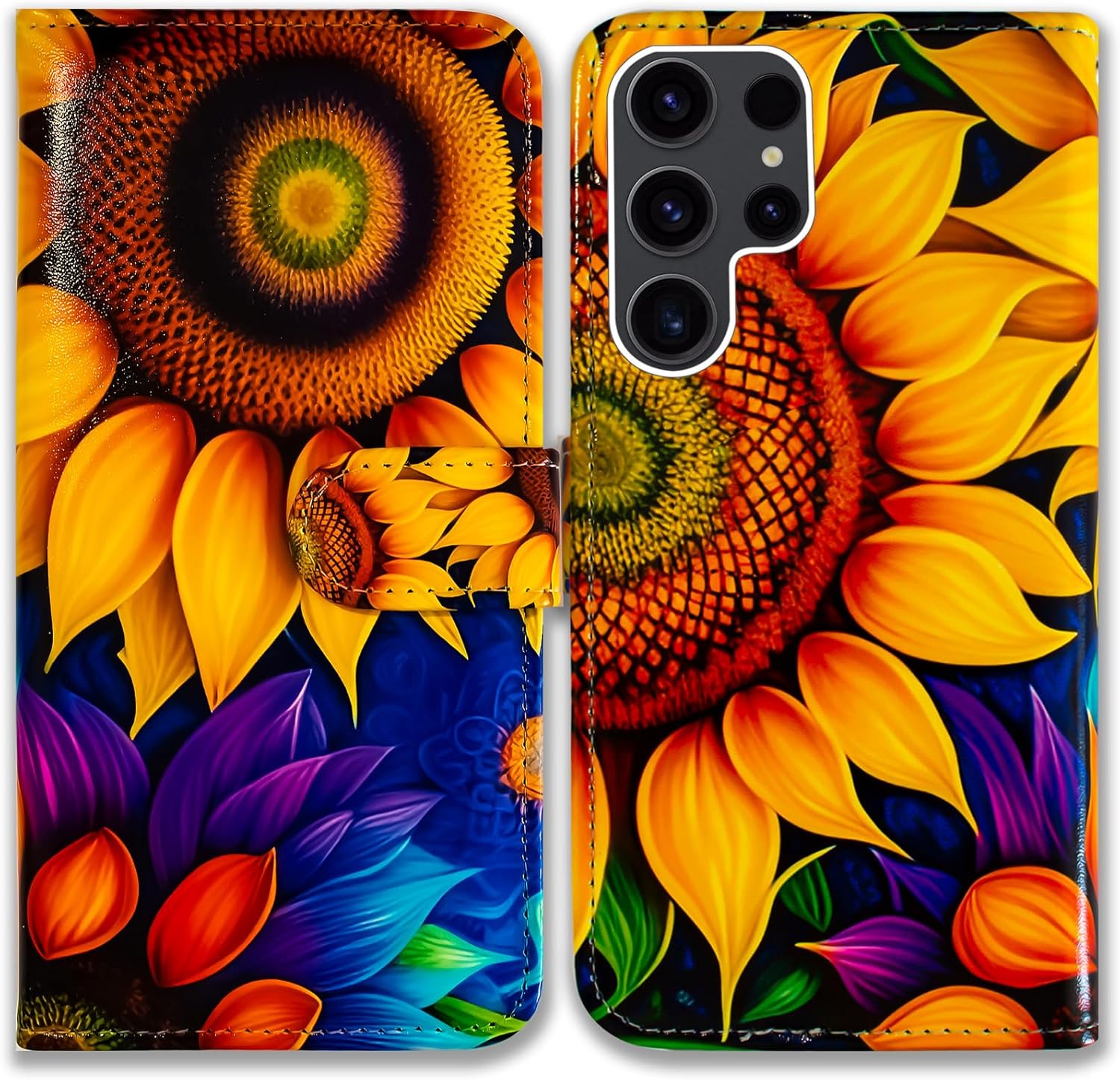 Amazon.com: Bcov Case for Galaxy S24 Ultra,Yellow Sunflower Leather ...