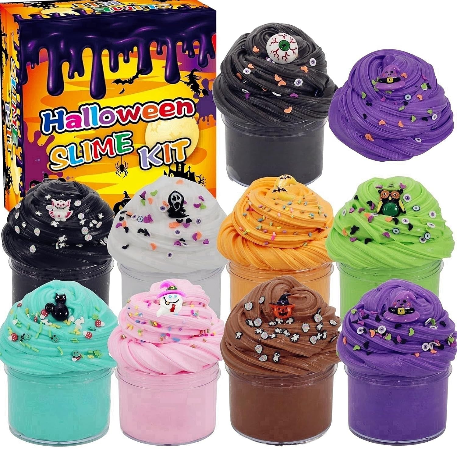 9 Pack Halloween Butter Slime Kit for Girls Boys, Non Sticky Cloud ...