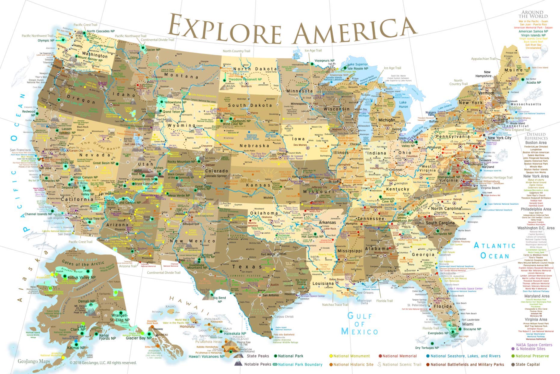 Us Map East Coast Vacation Destinations