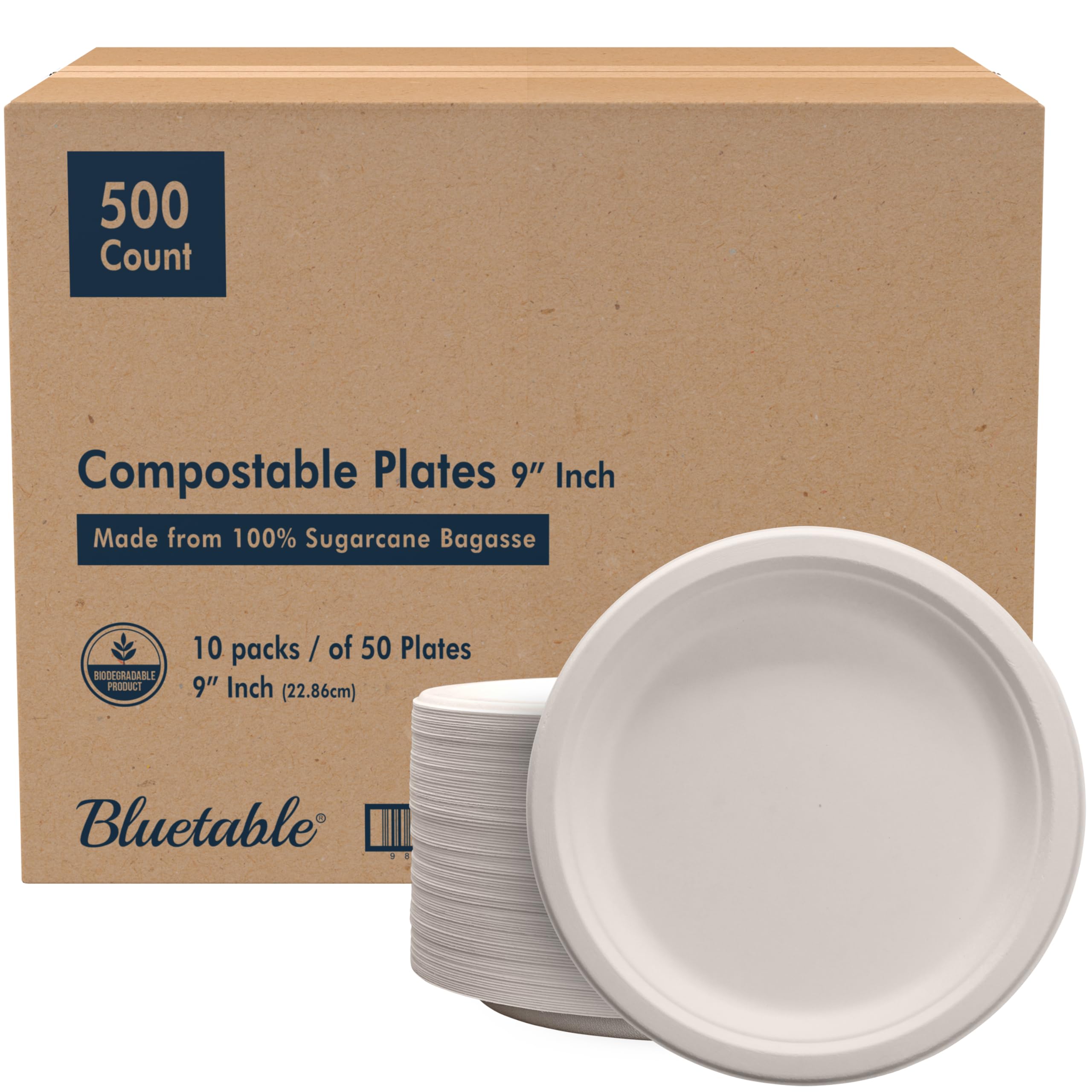 Amazon.com: Compostable Paper Plates 9 Inch Bulk Plates [500 Case Pack ...