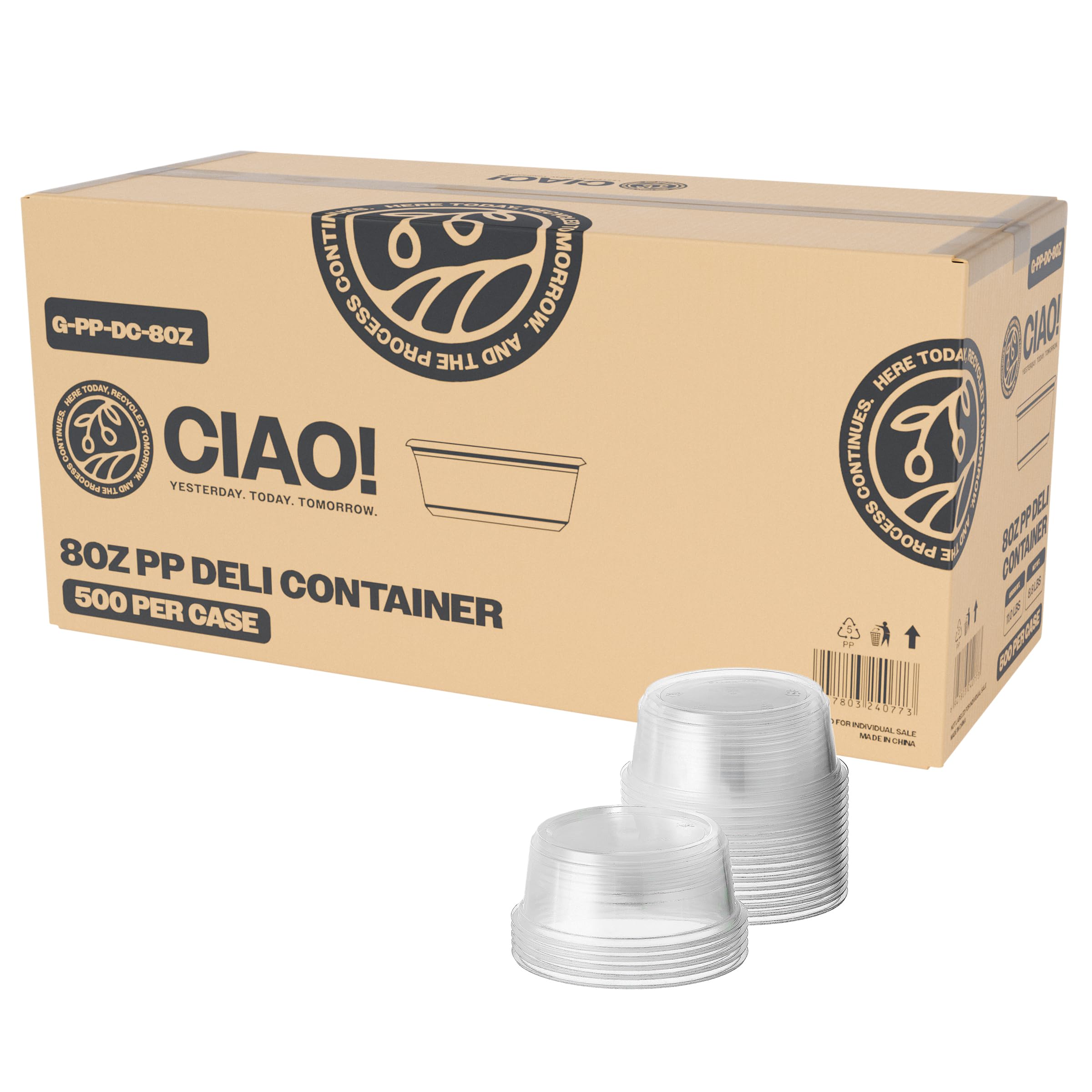Amazon.com: CIAO! 8OZ Polypropylene Clear Deli Container Matching Lids ...