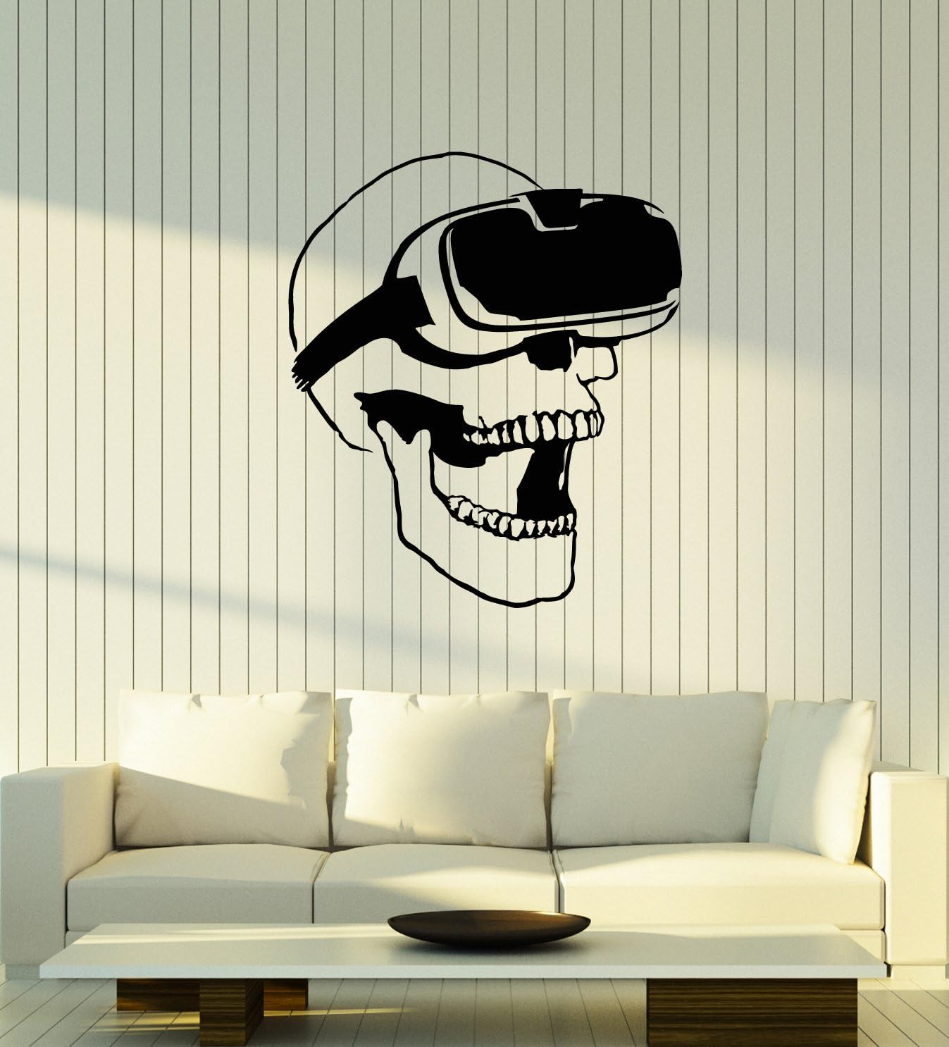 Amazon.com: Vinyl Wall Decal Skull VR Headset Virtual Reality Gamer ...