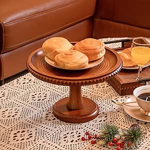 Amazon.com | Wood Cake Stands Rustic Rotatable Round Vintage Candle ...