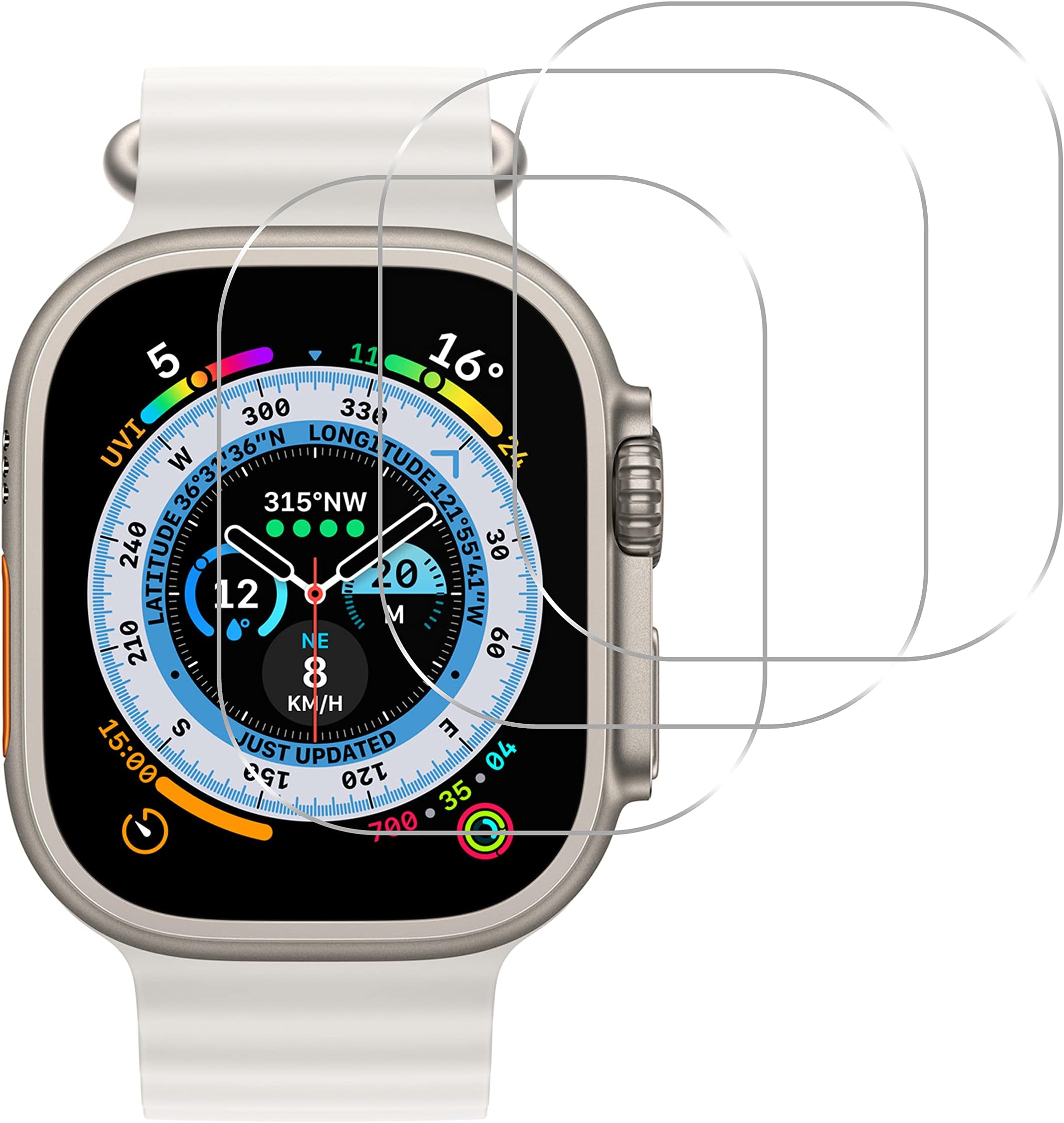 Amazon | 対応 Apple Watch Ultra 49mm ガラスフイルム【3枚セッ-高 品質】 対応 apple watch ...