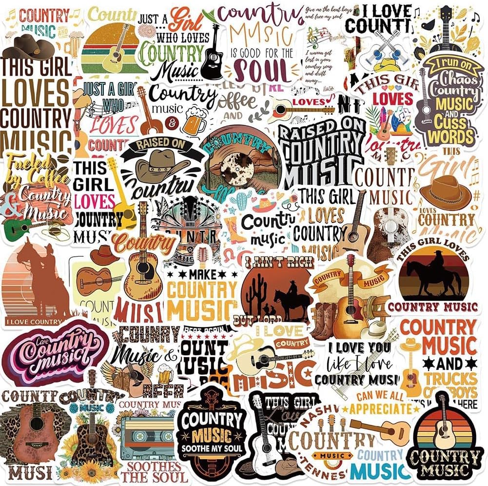 Amazon.com: 100 Country Music Singer Stickers Pack - Song Lyrics, Album ...