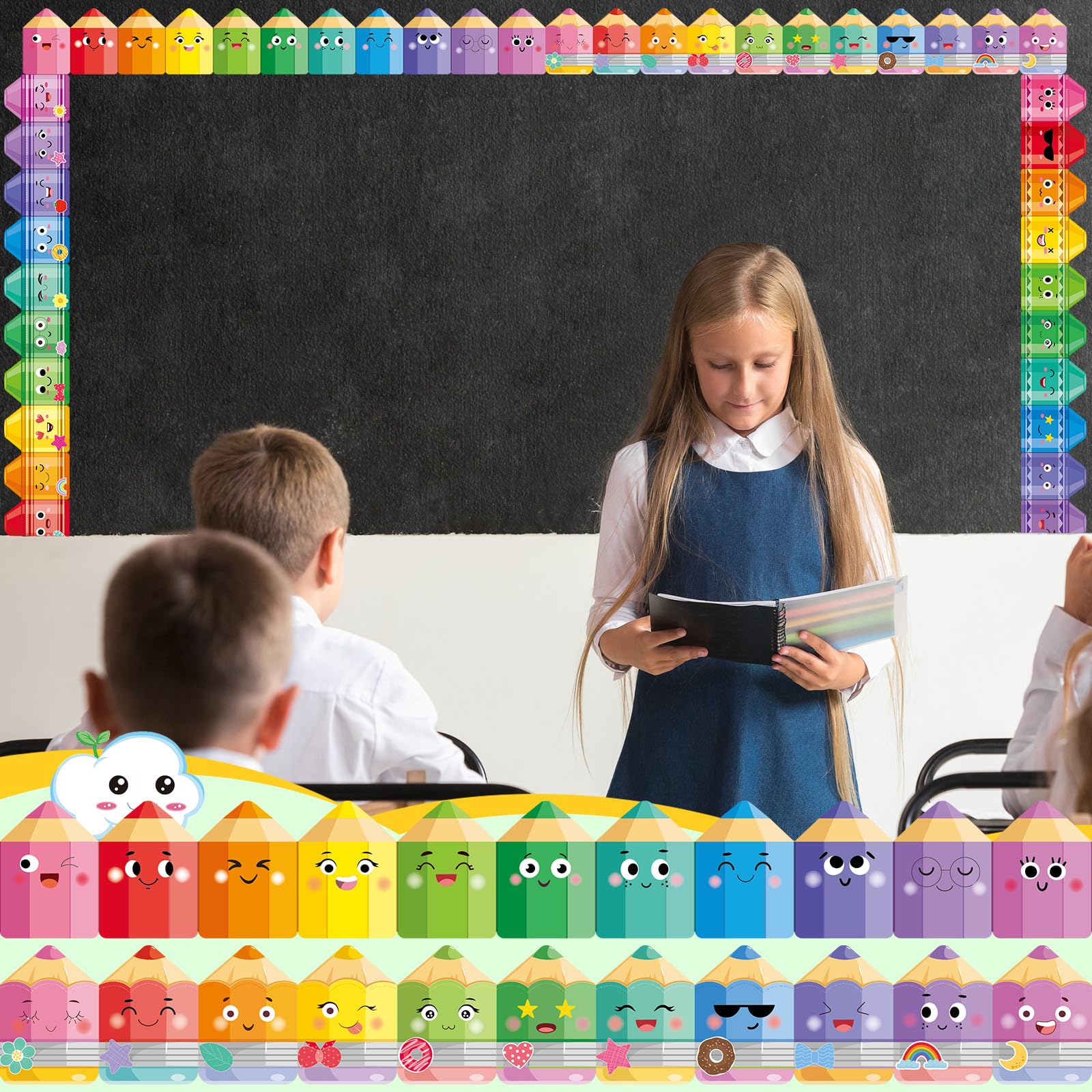 Snapklik.com : Yexiya 4 Rolls 131 Ft Colorful Bulletin Board Borders ...