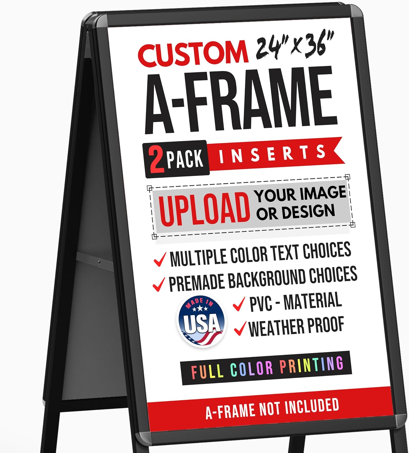 Amazon.com : 2-Pack 24x36" Custom A-Frame Board with Full Color Print ...
