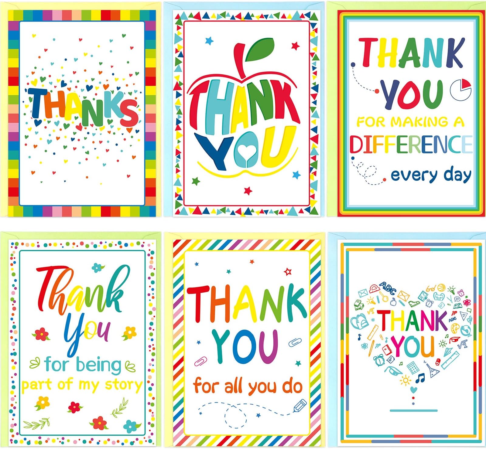 Amazon.com : HOWAF 36 Pack Thank You Teacher Cards, Teacher ...