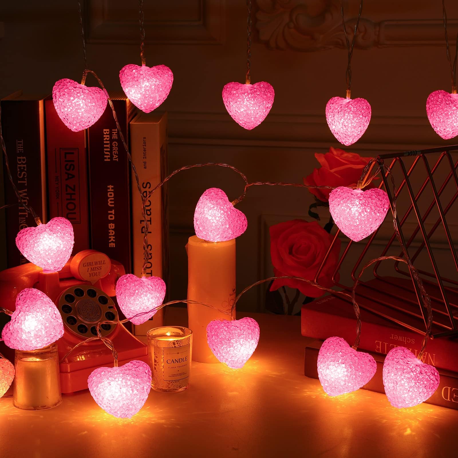 Amazon.com: Mudder 16 Feet/ 5 m 20 LED Heart String Lights Valentine‘s ...