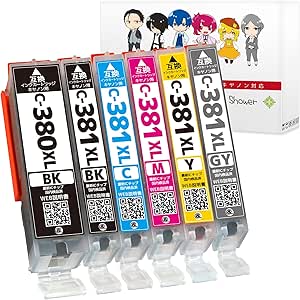 Amazon.co.jp: 【純正標準サイズの1.5倍】キヤノン用互換インクカートリッジ BCI-380XL(BK/ブラック) BCI-381XL(BK/C/M/Y/GY)6色セット (大容量 ...