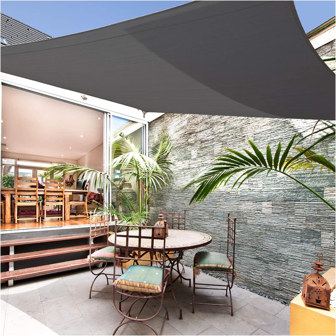 Sun Shade Sail, 2m X 3m Rectangle Waterproof Awning Canopy with 4 Free ...