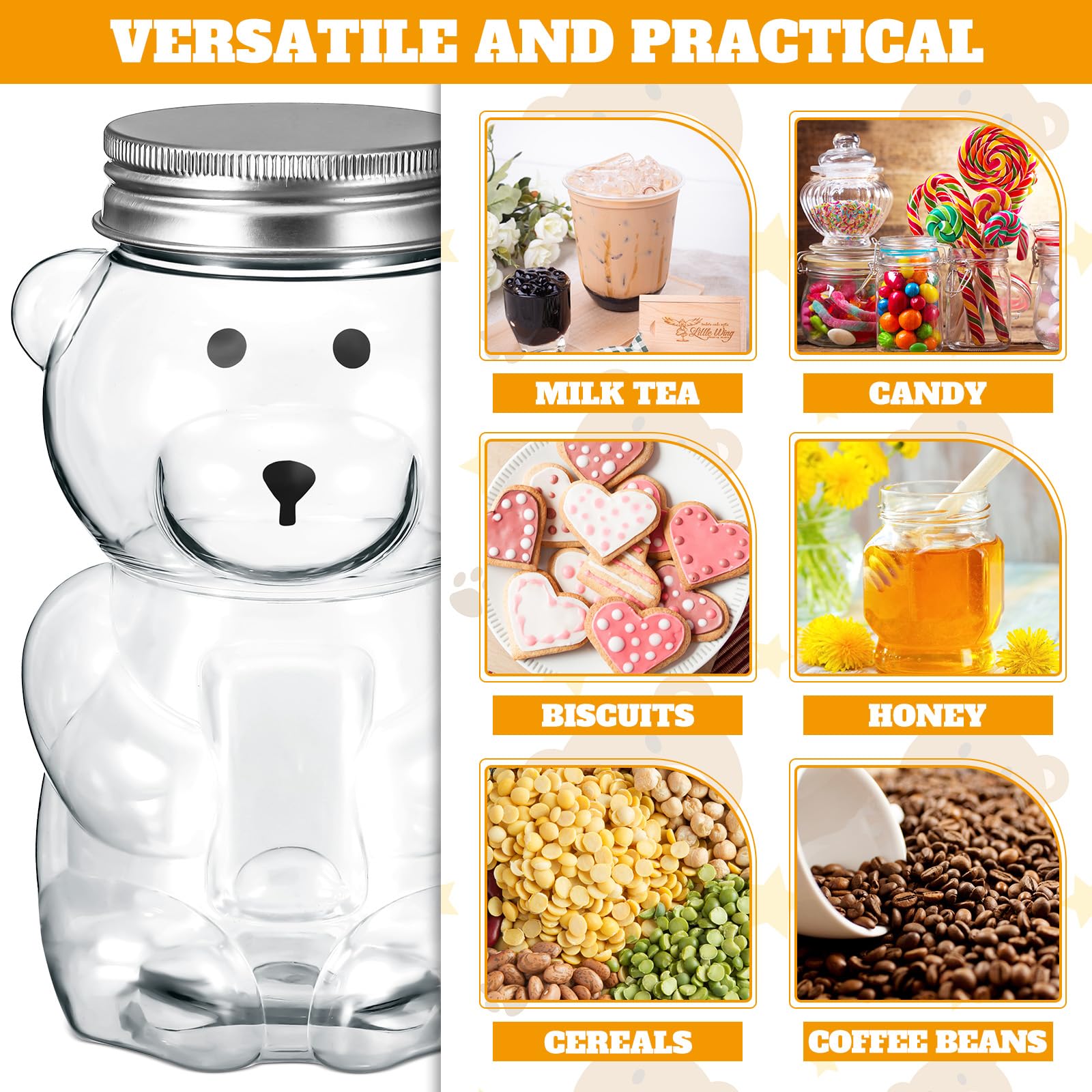 Snapklik.com : Mumufy 24 Pcs Bear Plastic Jar Empty Bear Bottle Large ...