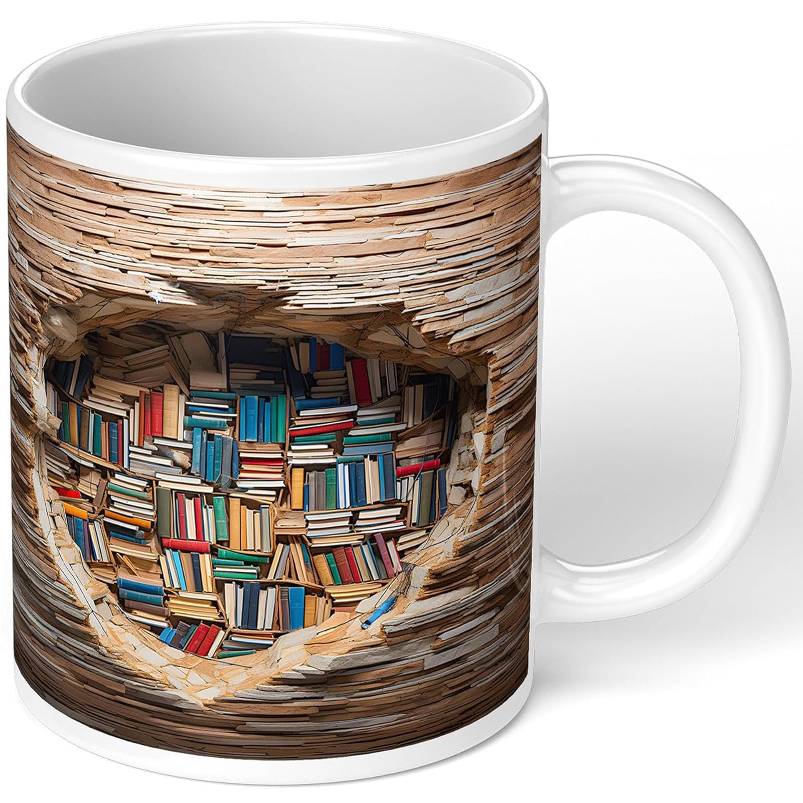 Amazon.com | PAOEIOV 3D Bookshelf Mug | Library Shelf Cup 11 Oz ...