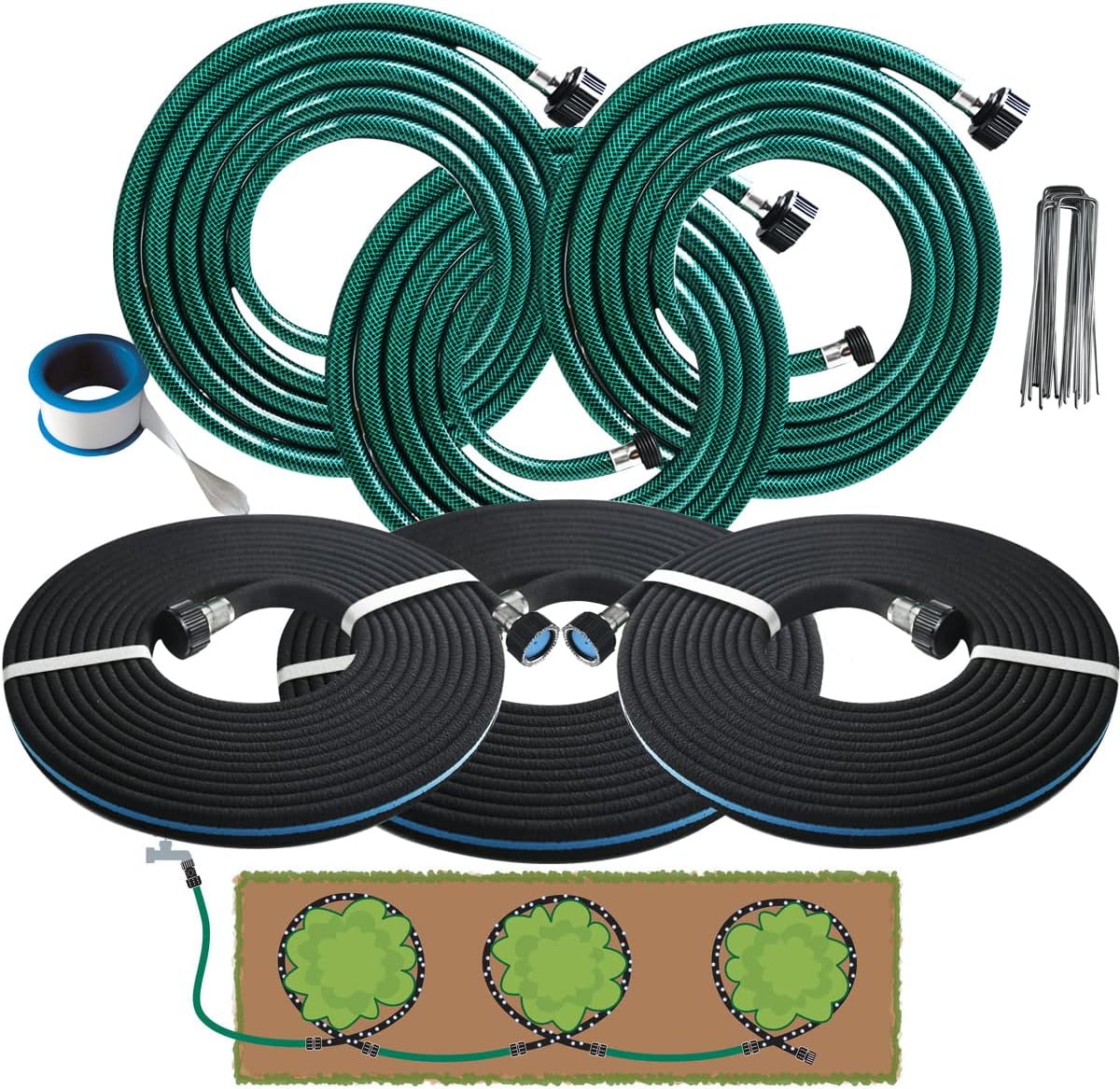 Amazon.com: Customizable Soaker Hose System - 1/2 inch x 50ft Soaker ...