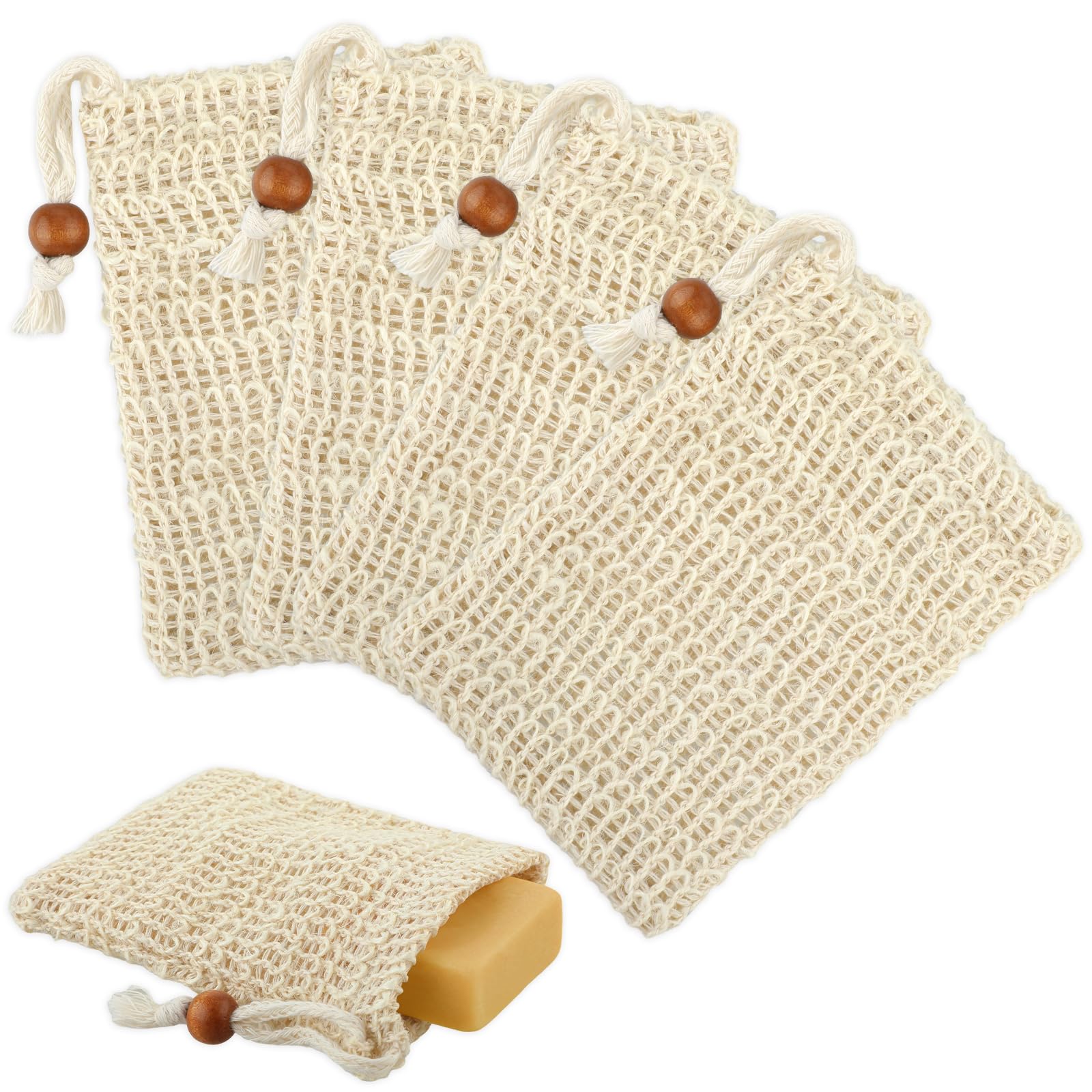 Amazon.com: Ouligay 4pcs Soap Bags, Natural Sisal Soap Saver Bag ...