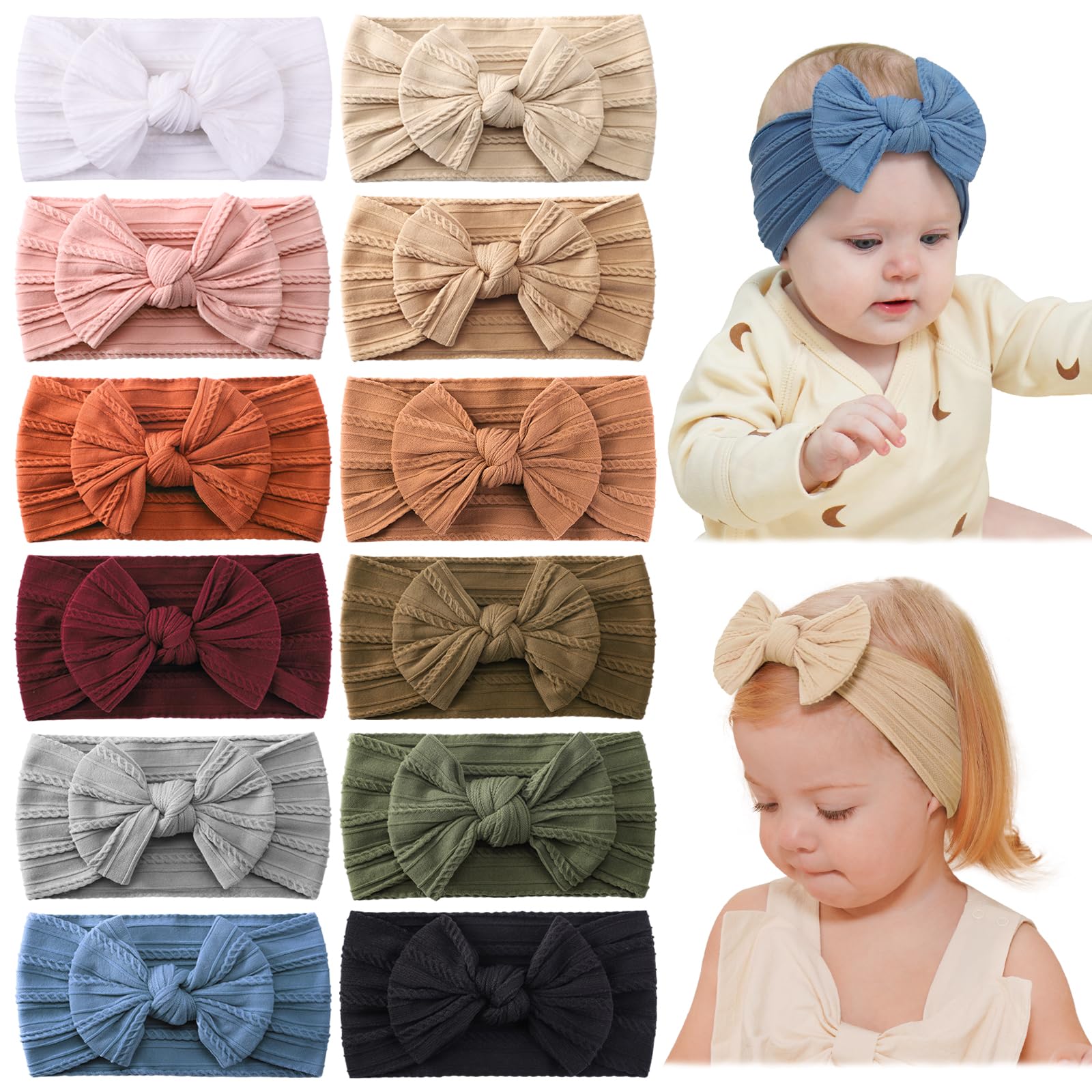 Amazon.com: jollybows 12pcs Nylon Headbands for Baby Girls Infant Baby ...