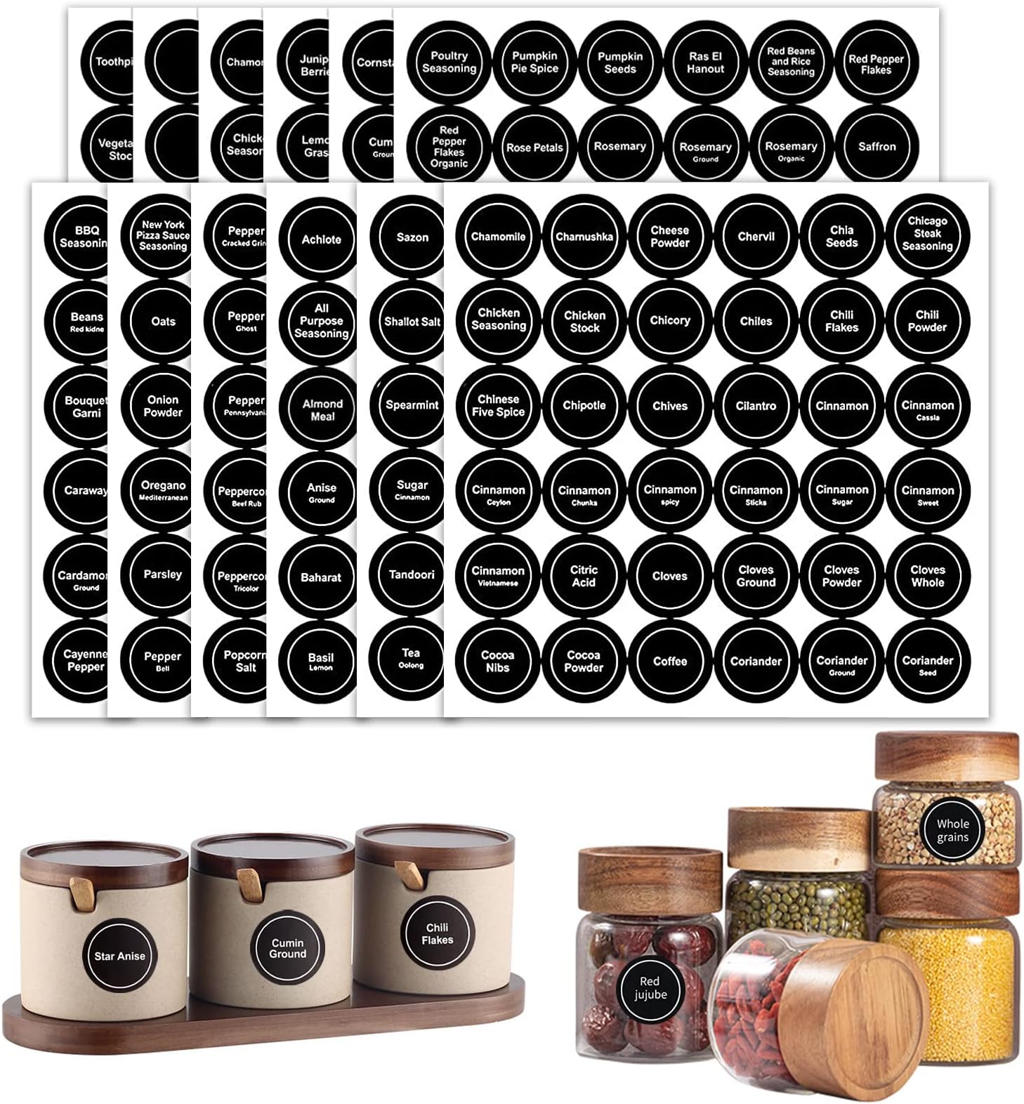 72 Herb and Spice Jar Labels Stickers – Clear/Transparent with Black or ...