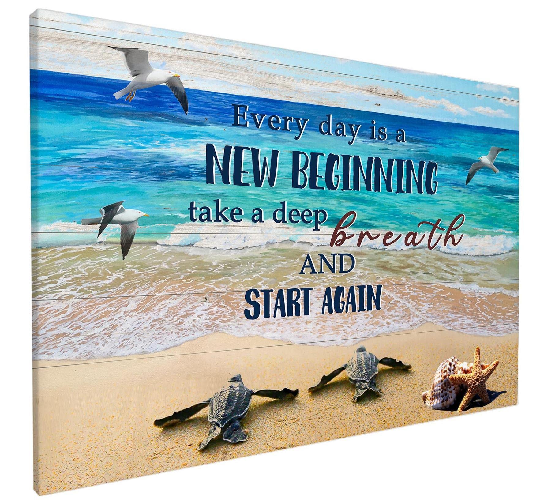 Amazon.com: Bathroom Decor Sea Turtle Wall Art Motivational Quotes ...