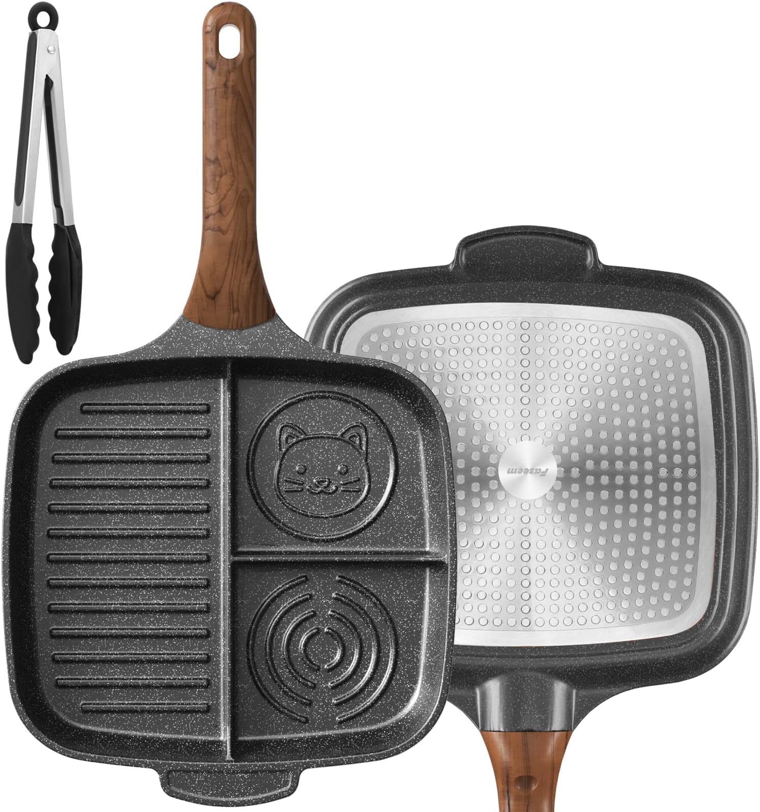 Amazon.com: Faseem Sectional skillet grill pan, 10.6 inch 3-Section ...