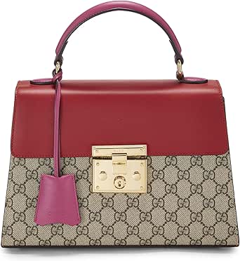 Amazon.com: Gucci, Pre-Loved Red Original GG Supreme Canvas Padlock Top ...