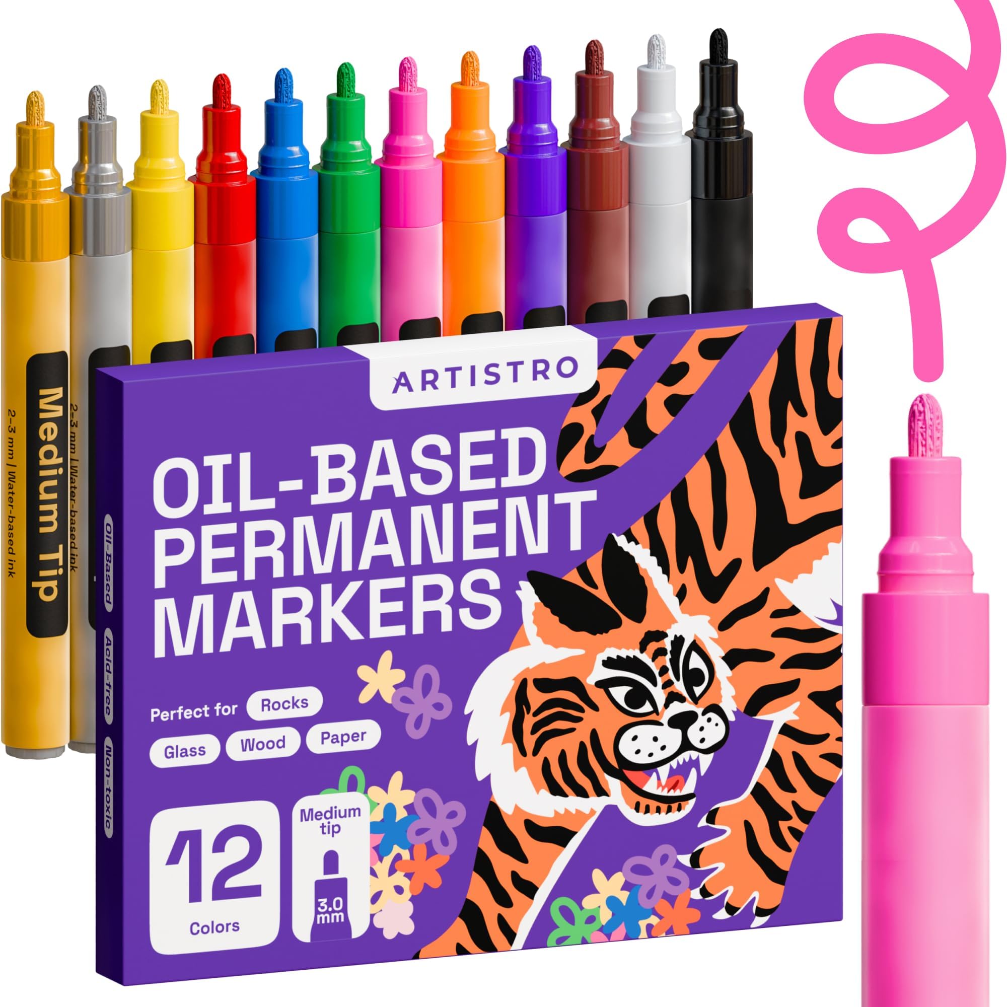 Amazon.com: ARTISTRO 5 Oil-Based Permanent Paint Markers - Assorted ...