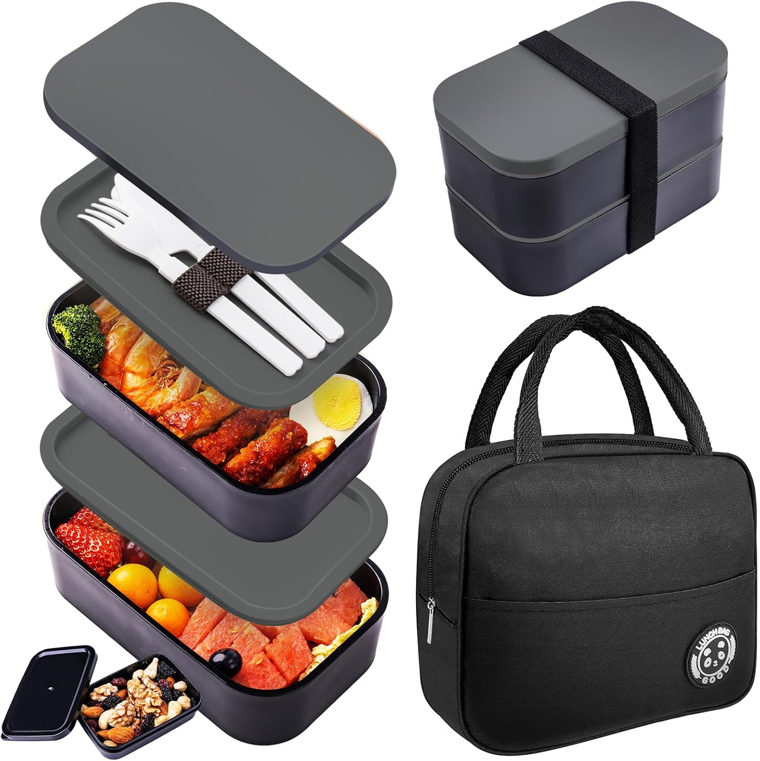 Amazon.com: Bento Box with Lunch Bag Microwavable All-in-One Meal Prep ...