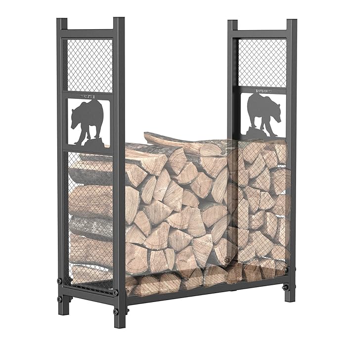 Buy Mr IRONSTONE 3 ft Firewood Rack, Outdoor Wood Rack for Firewood ...