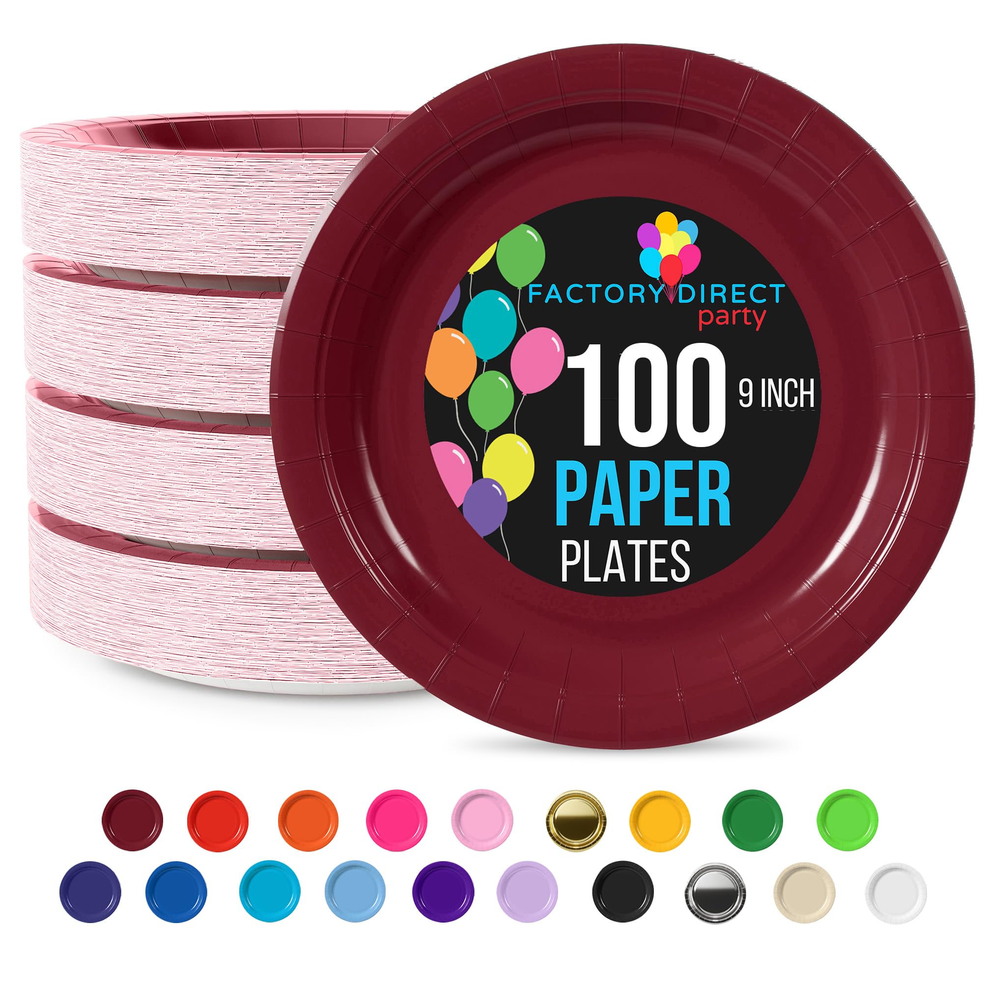 Snapklik.com : Exquisite Burgundy Paper Plates Disposable Heavy Duty 9 ...