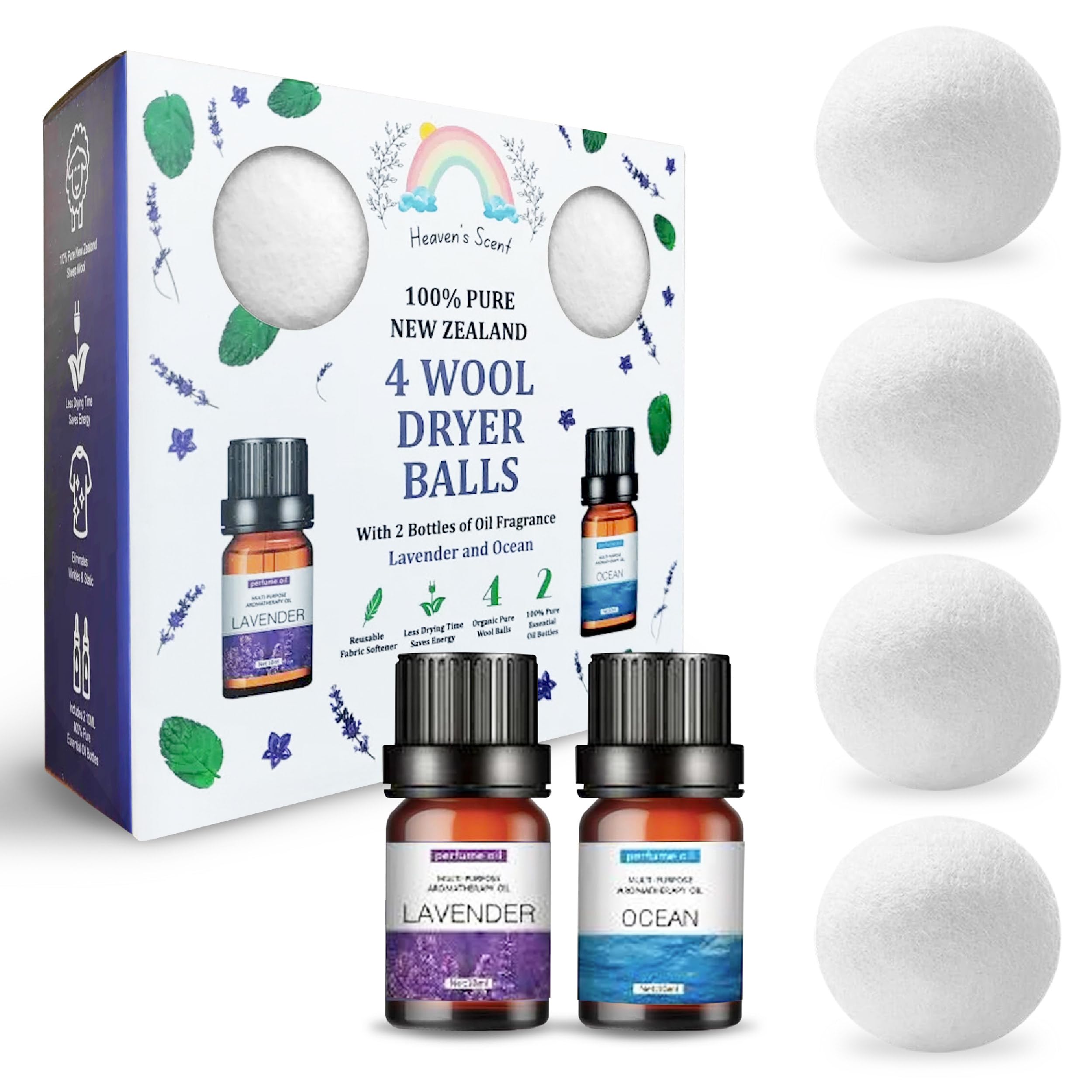 Amazon.com: Heaven's Scent Wool Dryer Balls w/Essential Oils Bundle ...