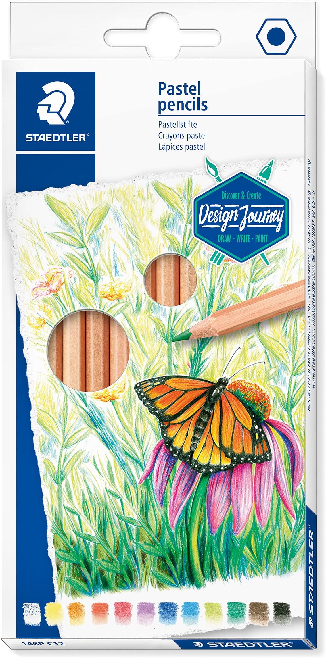 Staedtler Pastel Pen 146, Classic Hexagonal Format, Fine Colour ...