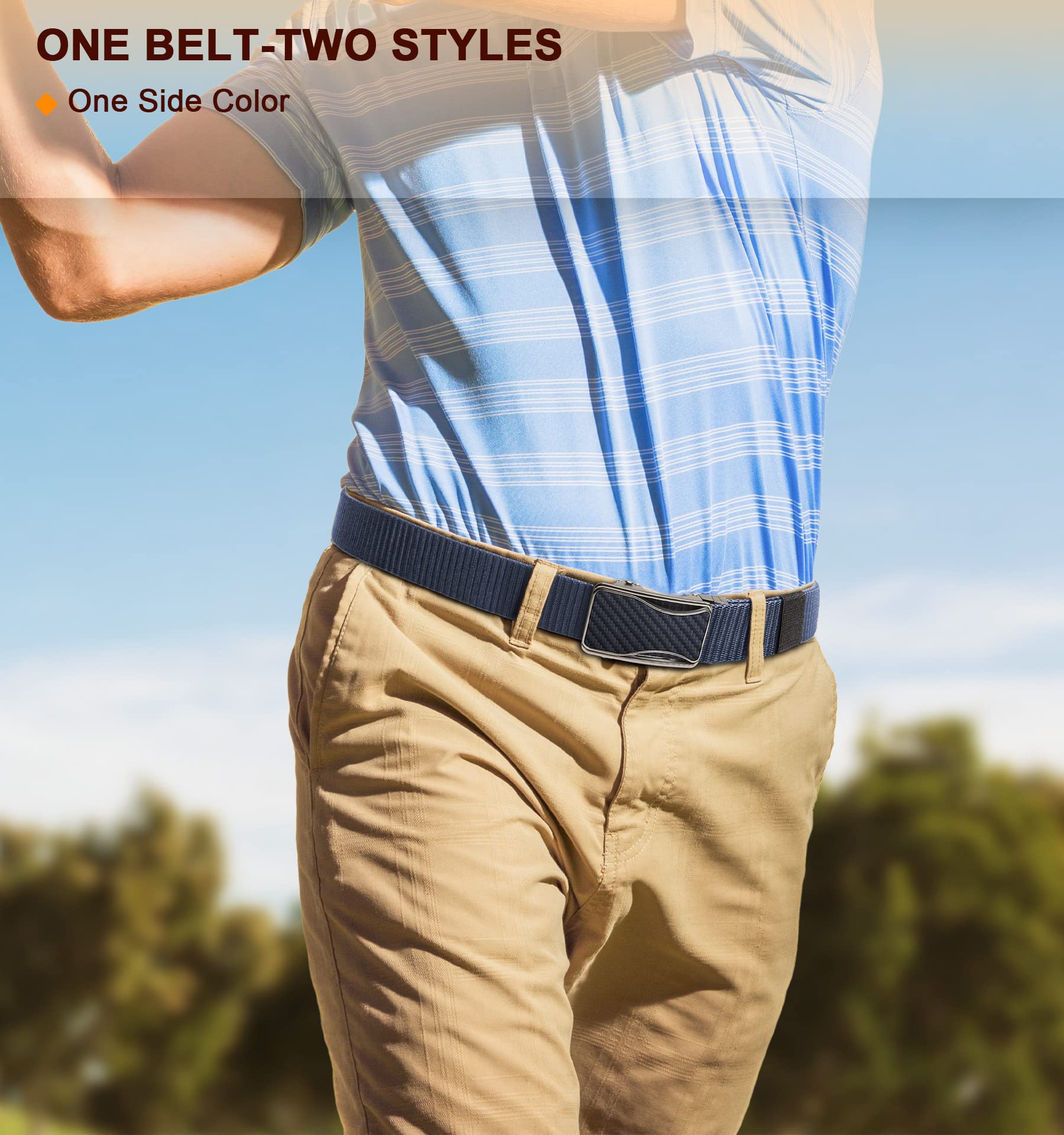 Snapklik.com : BULLIANT Mens Ratchet Belt Reversible,Web Nylon Casual ...