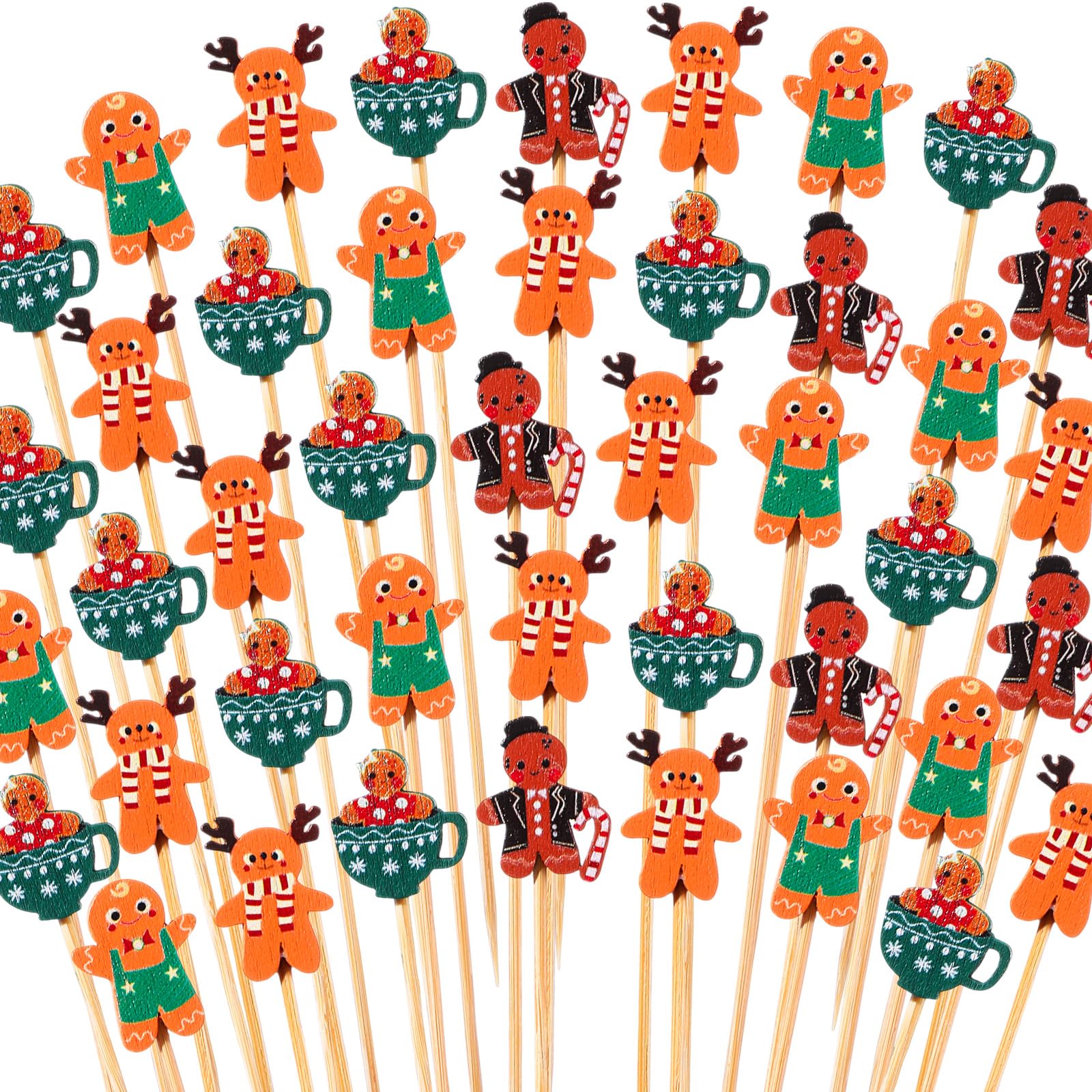 Amazon.com | Hushee 400 Pcs Christmas Cocktail Picks Decorative Bamboo ...