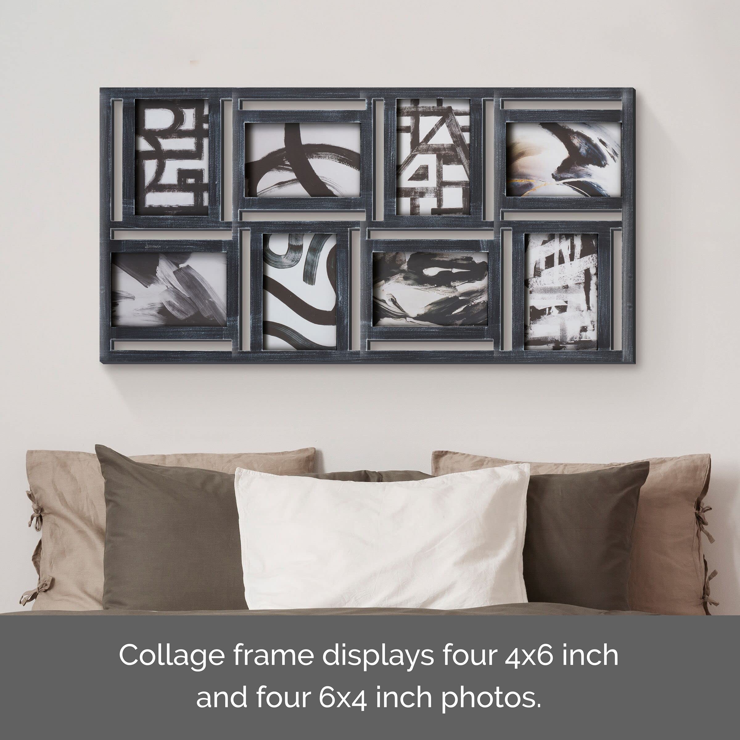 MELANNCO 8 Opening Collage Frame- Displays Four 4x6 and Four 6x4 Inch ...