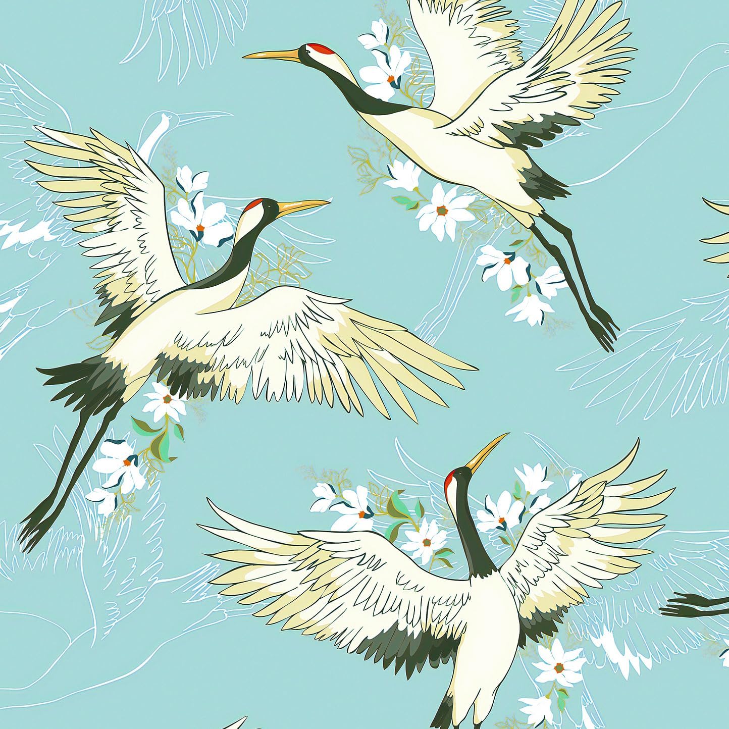 Amazon.com: Safiyya Blue Contact Paper Floral Birds Wallpaper Peel and ...