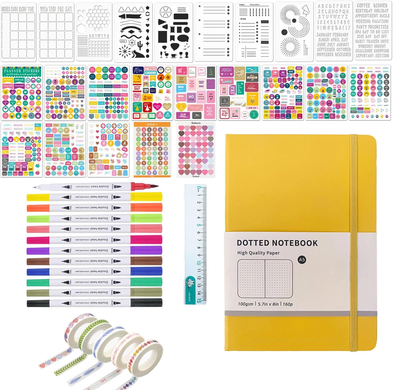 Amazon.com : Thisness Bullet Dotted Journal Kit, 160 Pages A5 Notebook ...
