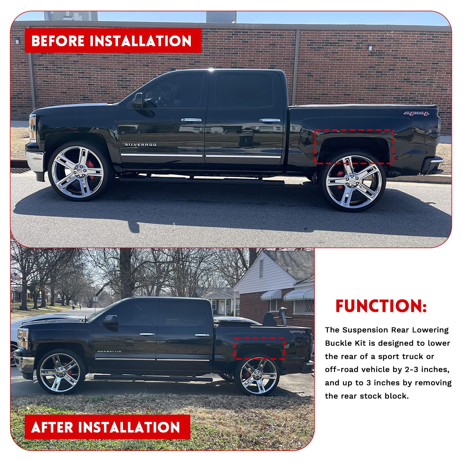 Snapklik.com : HRepair 2 Inch Suspension Rear Drop Lowering Shackles ...