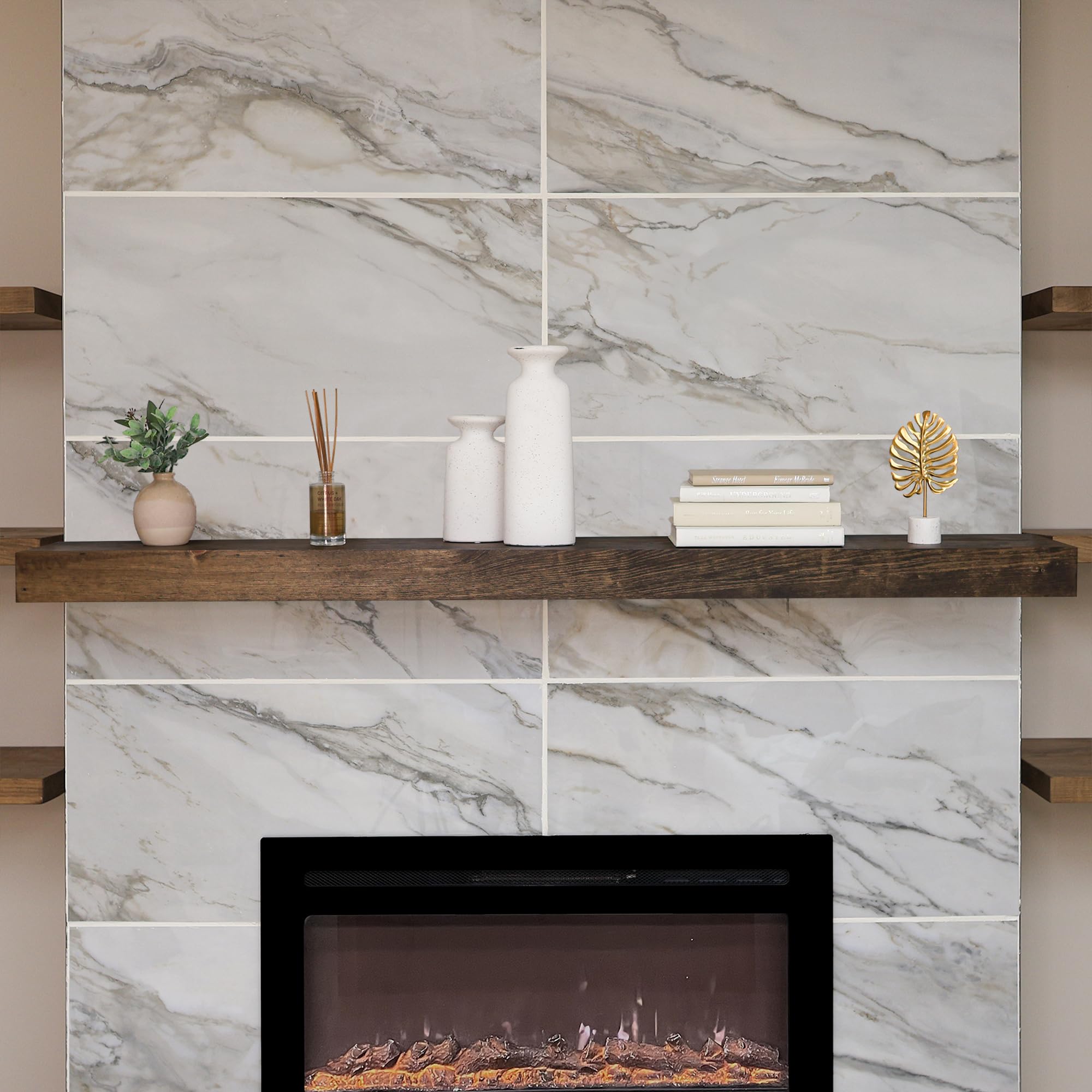 Snapklik.com : Urbandi Modern Fireplace Mantel, Contemporary, Floating ...