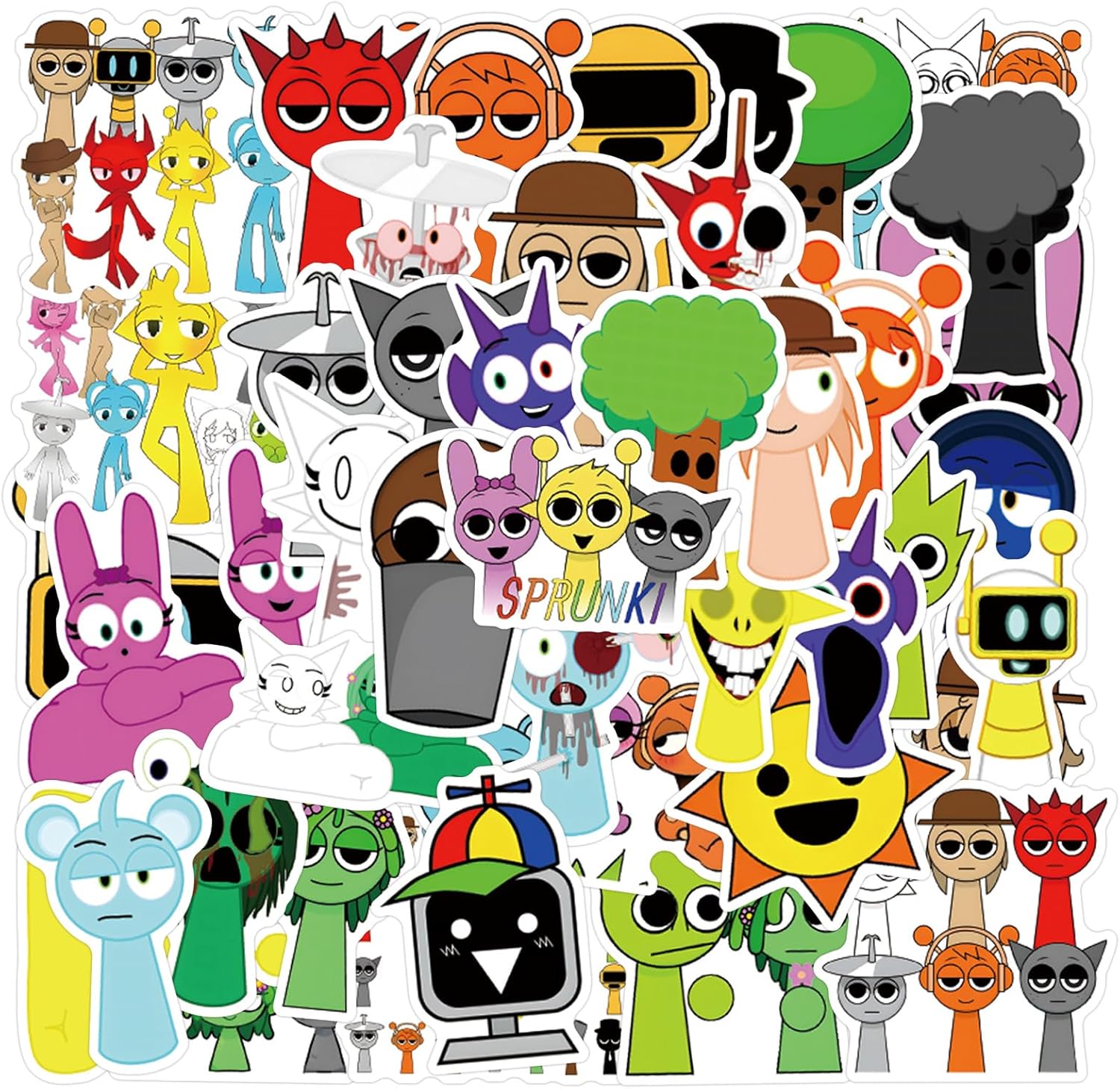 TUMAJI 55Pcs Sprunki Stickers for Teens Adults, Waterproof Vinyl ...