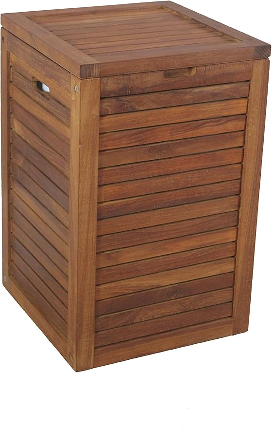 Amazon.com: Medium Teak Laundry Hamper, or Indoor Outdoor Storage Bin ...