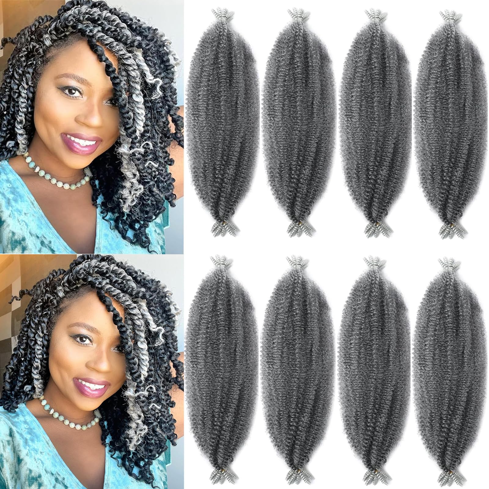 Snapklik.com : Springy Afro Twist Hair 18Inch Synthetic Tgrey Marley ...