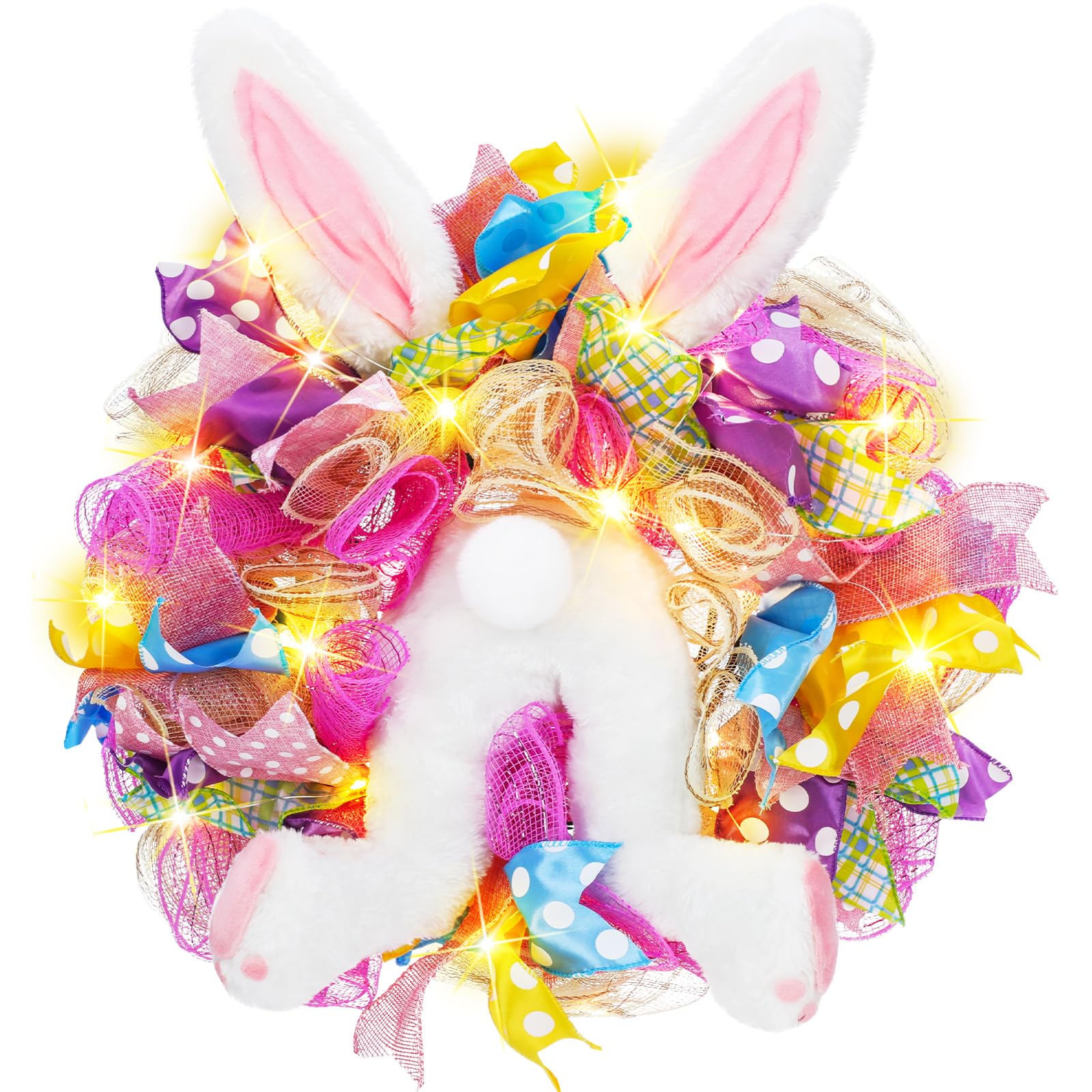 Amazon.com: ShinyRelief Easter Bunny Wreath Easter Front Door Wreath ...