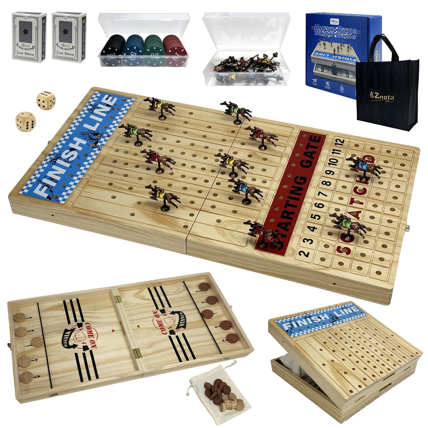 Amazon.com: Large 23 inches Horse Racing Board Game with 11 Luxury ...