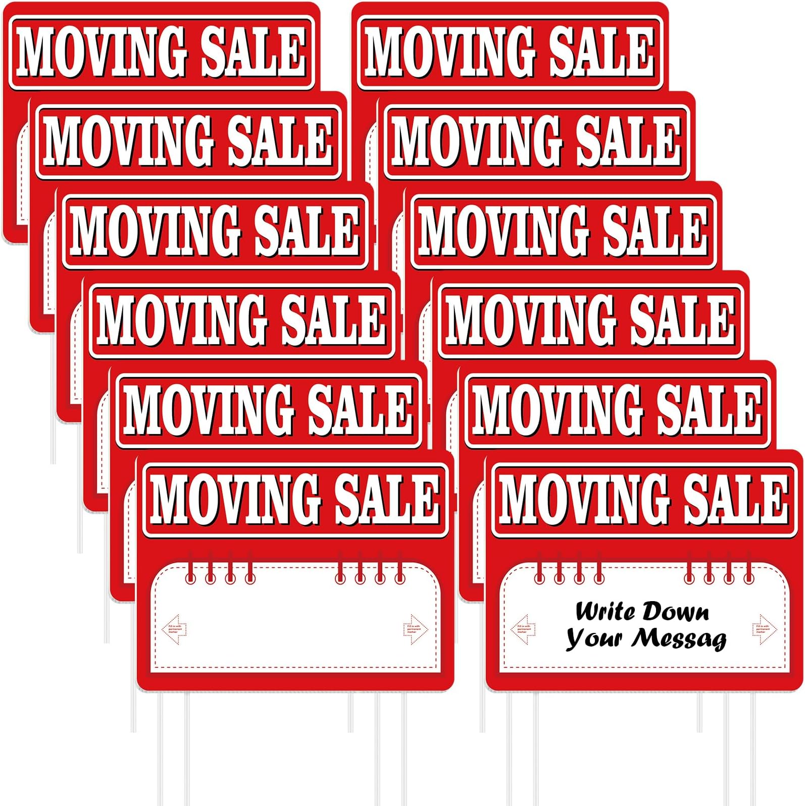 Amazon.com : Thyle 12 Pcs Moving Sale Sign Now Hiring Sign for Rent ...